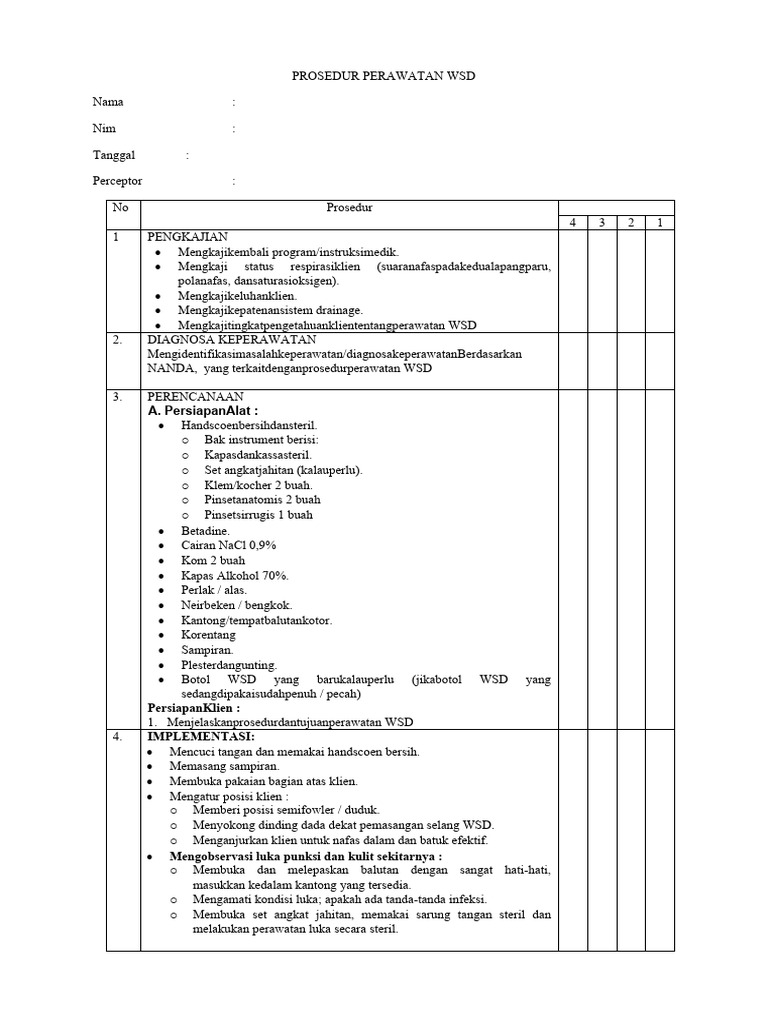 Prosedur Perawatan WSD-12 | PDF
