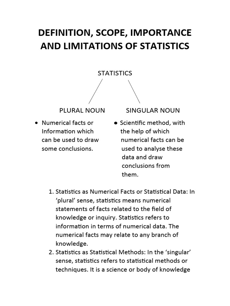 Definition, Scope, Importance and Limitations of Statistics | PDF ...