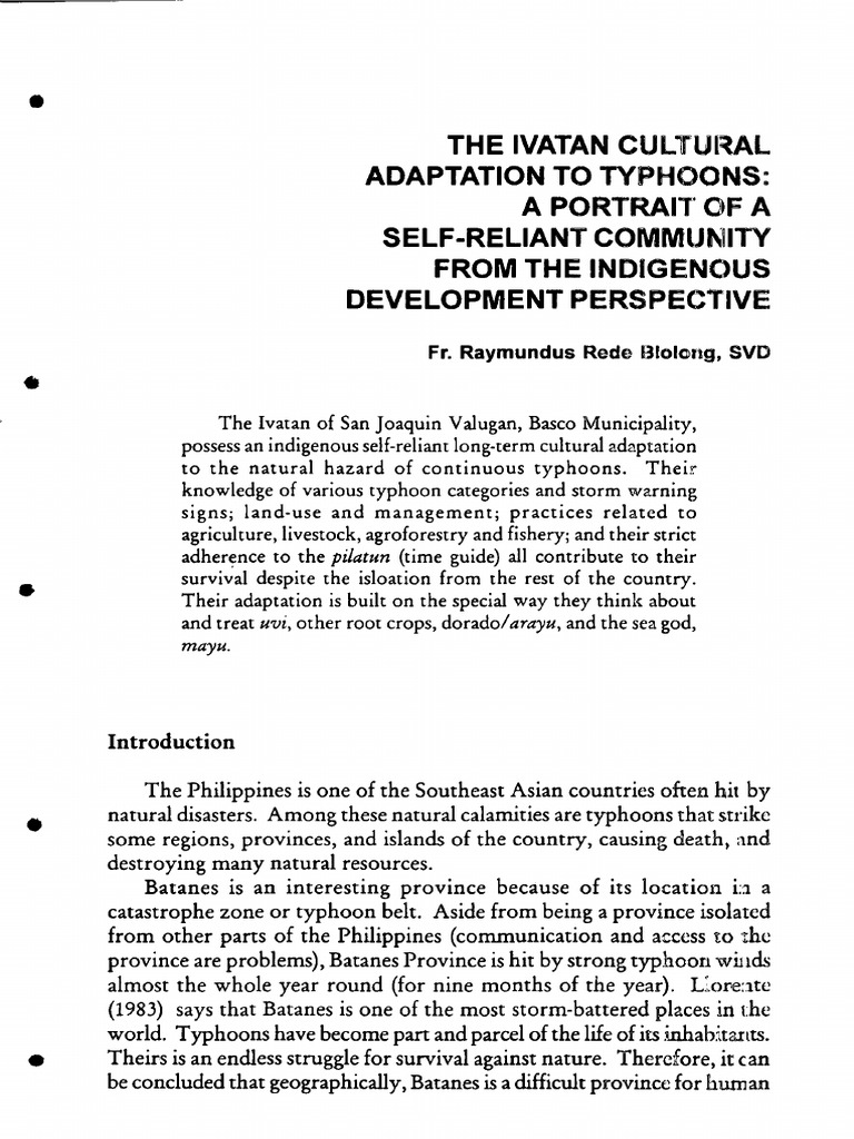 06 - The Ivatan's Culture and Adaptation To Typhoons | PDF | Tropical ...