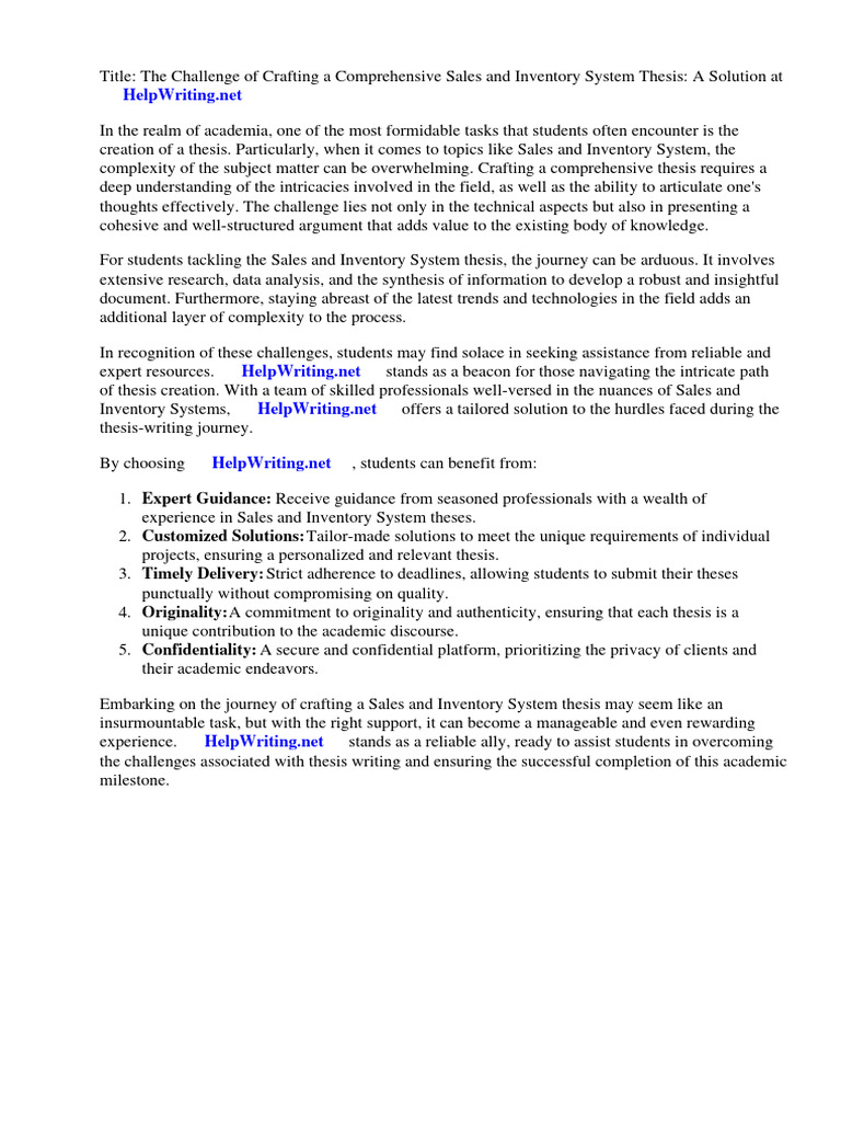 Sales and Inventory System Thesis Download | PDF | Inventory | Point Of Sale