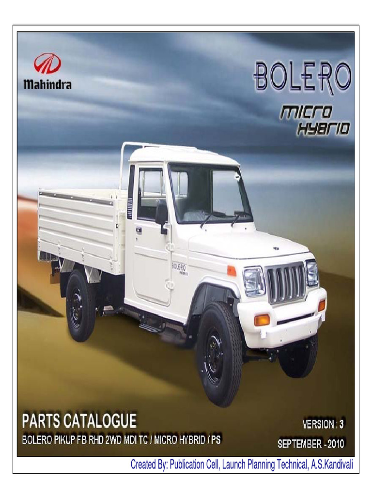 Pct-00048-Bolero Rhd Sc Fb Diesel Mdi Bs2 Bs3 Micro Hybrid 2wd Ps ...