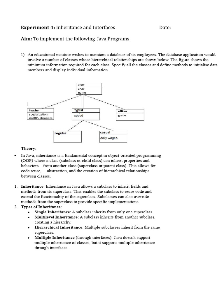 Expoopj4(theory) | PDF | Inheritance (Object Oriented Programming) | Class (Computer Programming)