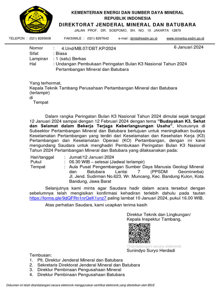 Undangan Pembukaan Bulan K3 Nasional 2024 | PDF