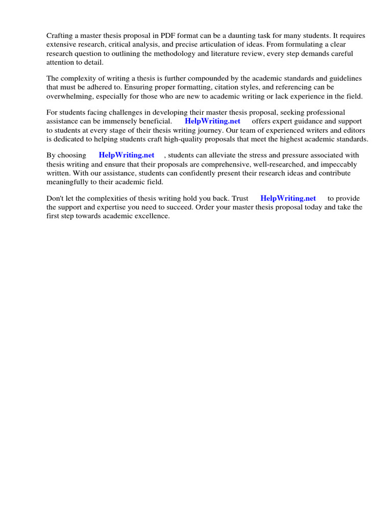 Master Thesis Proposal PDF | PDF | Thesis | Methodology