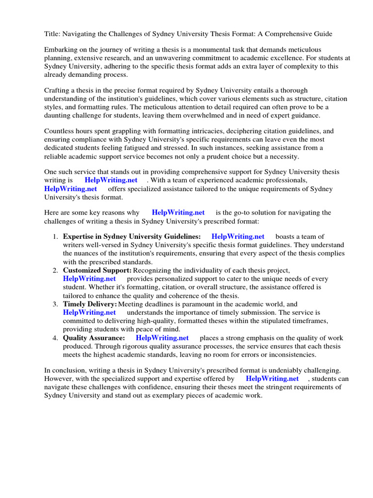 Sydney University Thesis Format | PDF | Thesis | Qr Code