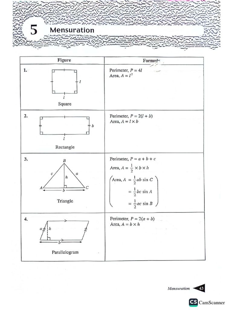 Mensuration Notes | PDF | Technology & Engineering
