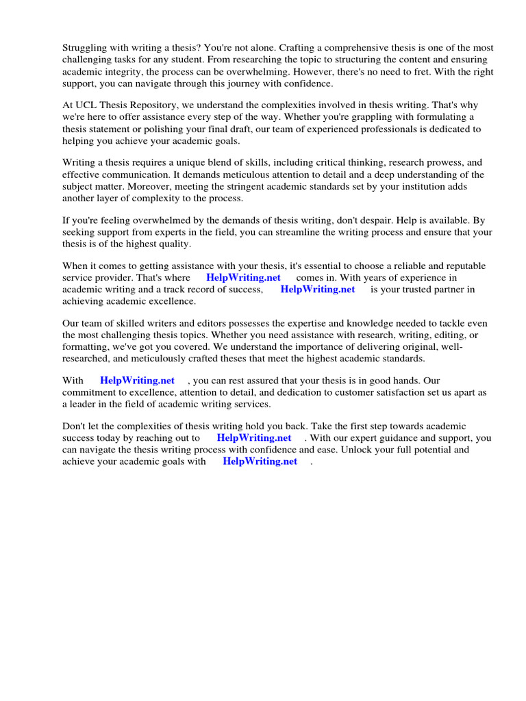 Ucl Thesis Repository | Download Free PDF | Thesis | Essays