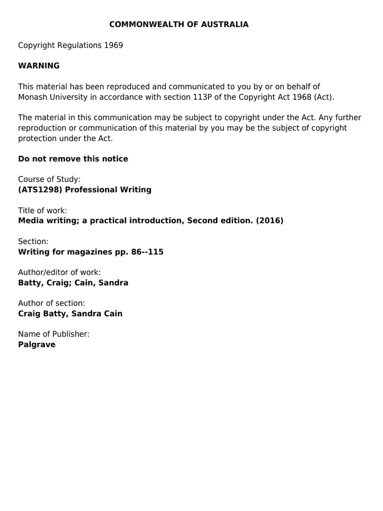 Batty Craig-Media Writing A Practical Introduction-Writing For ...