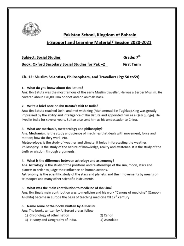 Grade 7 SST Assignment Note 3 | PDF | Science | Astrology