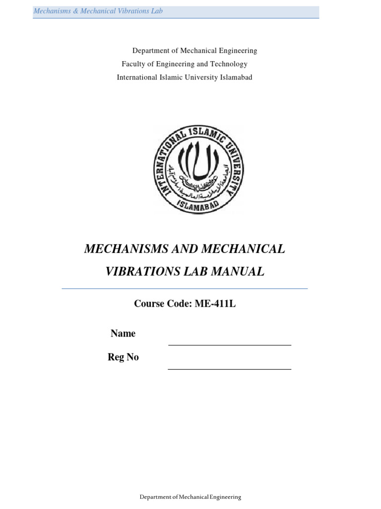 Mechanical Vibrations Lab Manual | PDF | Gear | Applied And ...