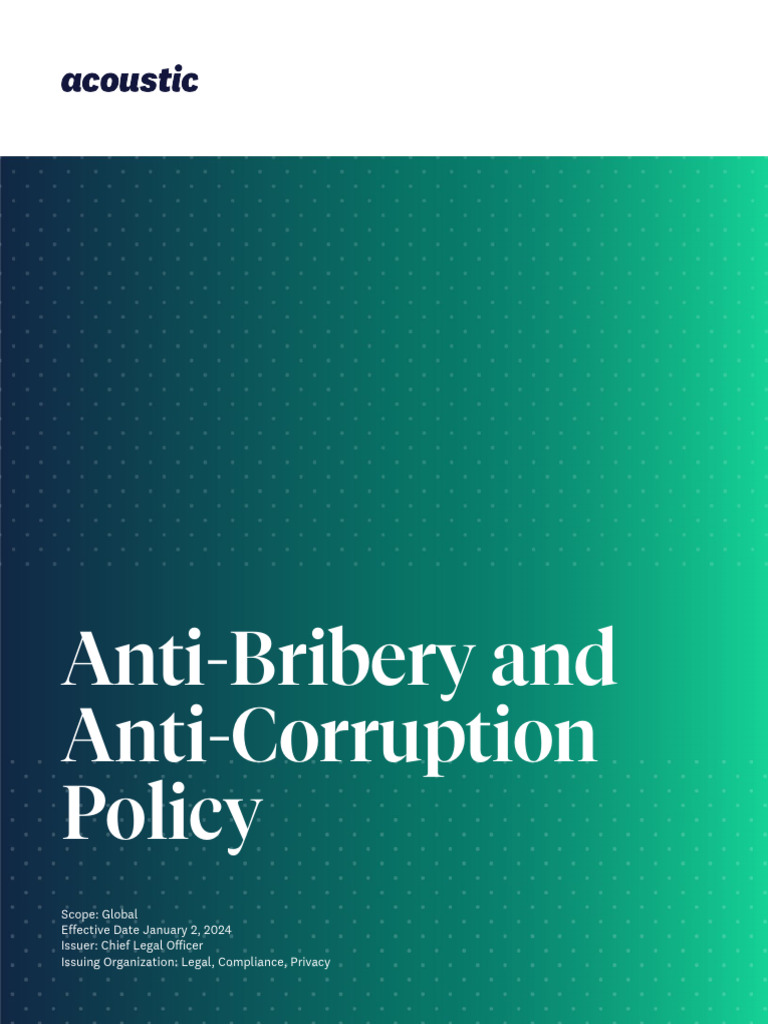Acoustic Anti-Bribery Policy Overview | PDF | Bribery | Corruption