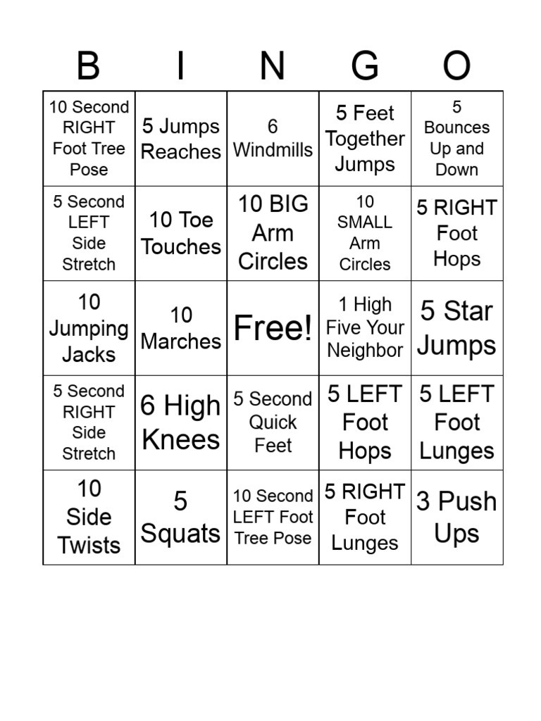 Pe Bingo 1 | PDF | Foot | Musculoskeletal System