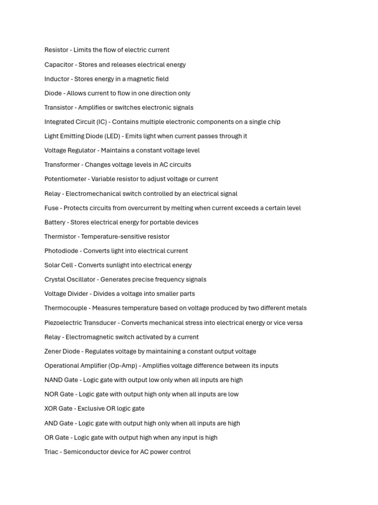 list-components-50-definition | PDF | Logic Gate | Electronic Circuits