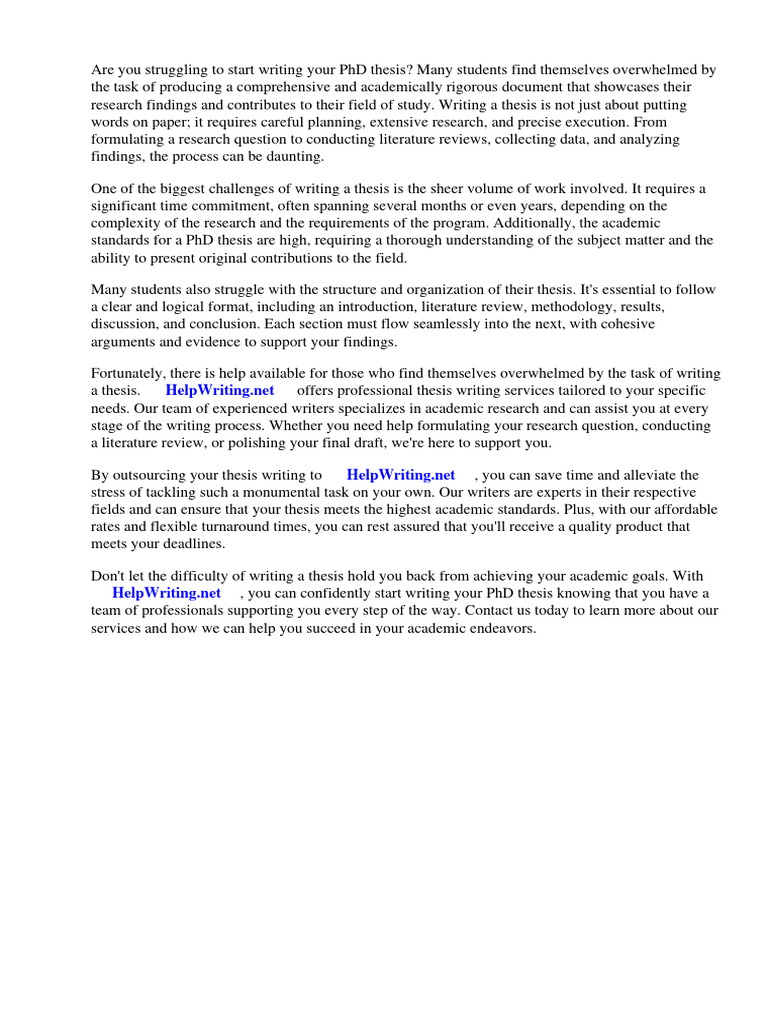 Start Writing Thesis PHD | Download Free PDF | Thesis | Methodology