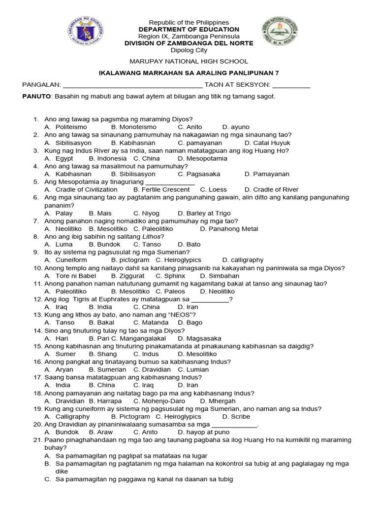 2nd Grading AP 7 | PDF