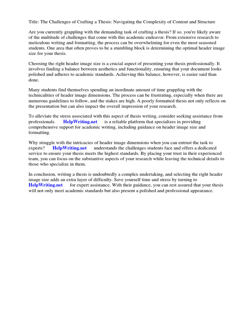 Thesis Header Image Size | PDF | Thesis | Written Communication