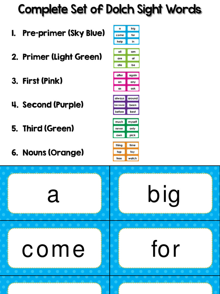 Sight Word Cards Full List of Do LCH Words | PDF | Language Arts ...