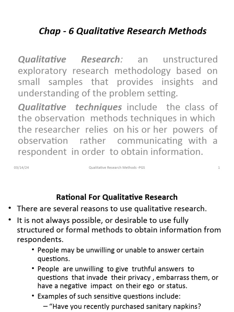 Chap 6 Qualitative Research Methods | PDF | Focus Group | Qualitative ...