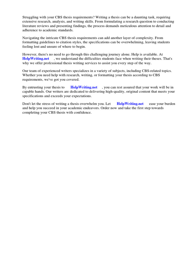 Cbs Thesis Requirements | PDF | Thesis | Essays
