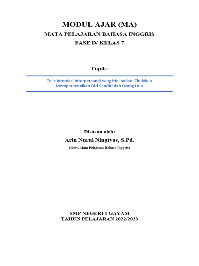 Modul Ajar Chapter II | PDF
