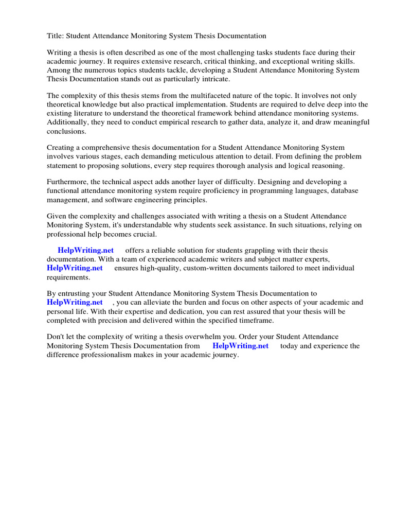 Student Attendance Monitoring System Thesis Documentation | PDF ...
