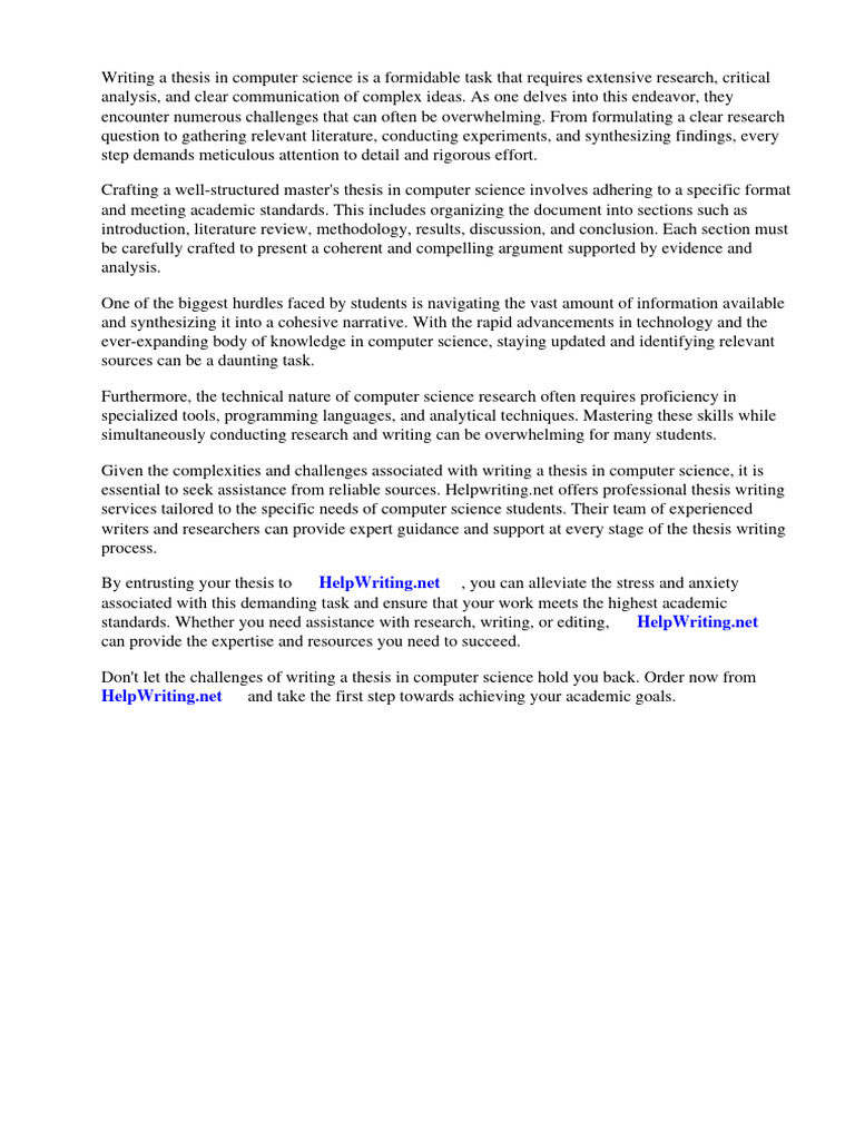 Computer Science Master Thesis Structure | PDF | Thesis | Science