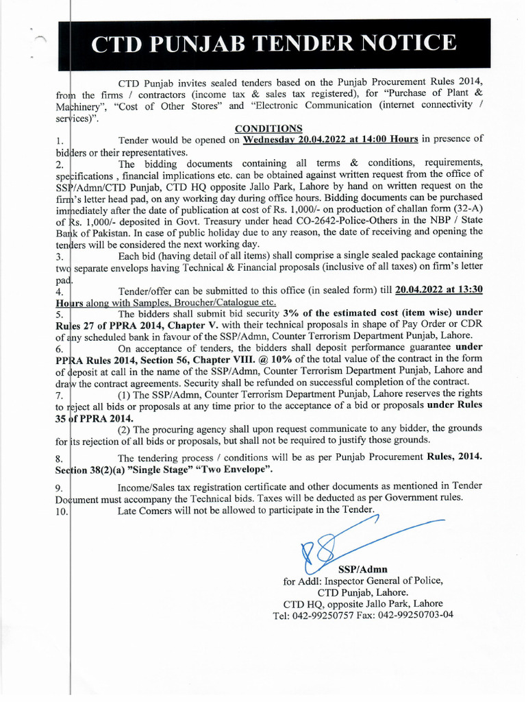 Tender Notice & Bidding Document - 4 | PDF | Specification (Technical ...