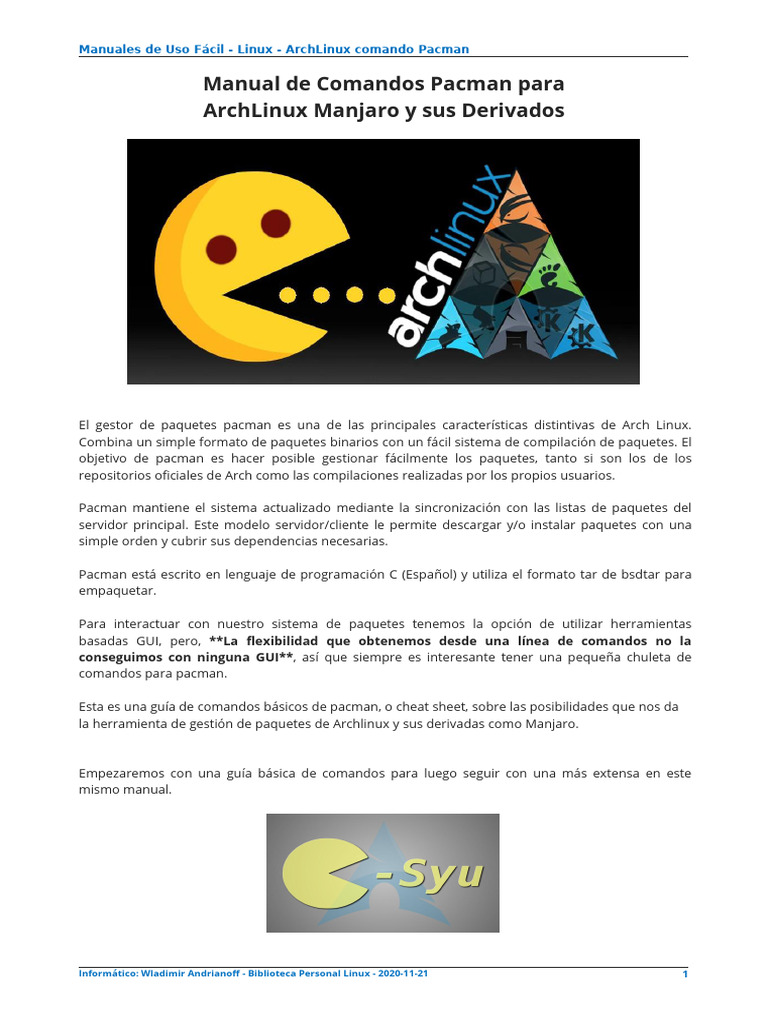 Manual Comds Pacman ArchLinux y Deribados2022 | PDF | Distribución de Linux | Tecnología de ...