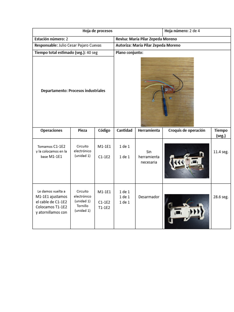 Hoja de Procesos Estacion 2 | PDF