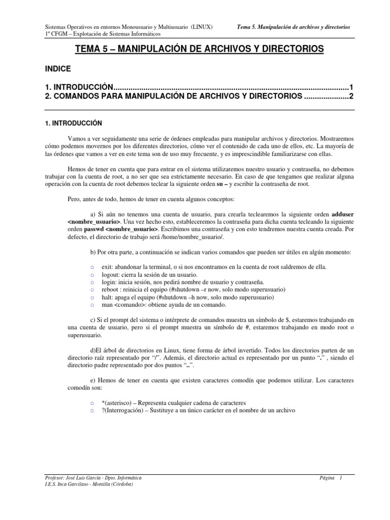 Tema 5 - Manejo de Archivos y Directorios58 | PDF | Archivo de computadora | Sistema de archivos