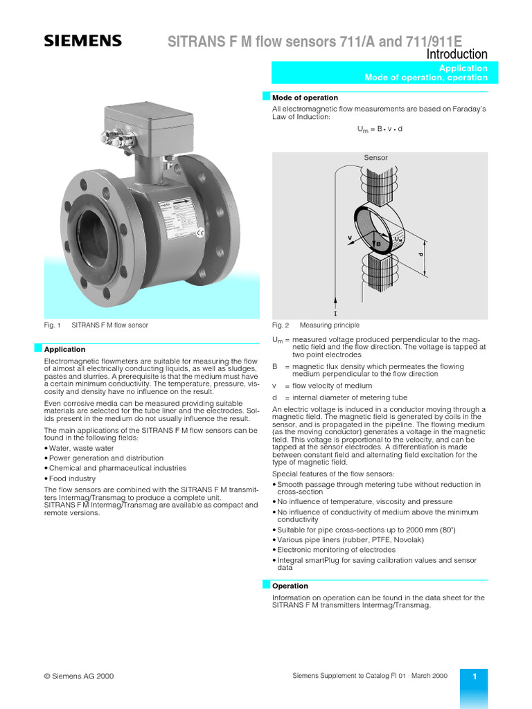 SITRANS F M Flow Sensors 711/A & 911E | PDF | Flow Measurement ...