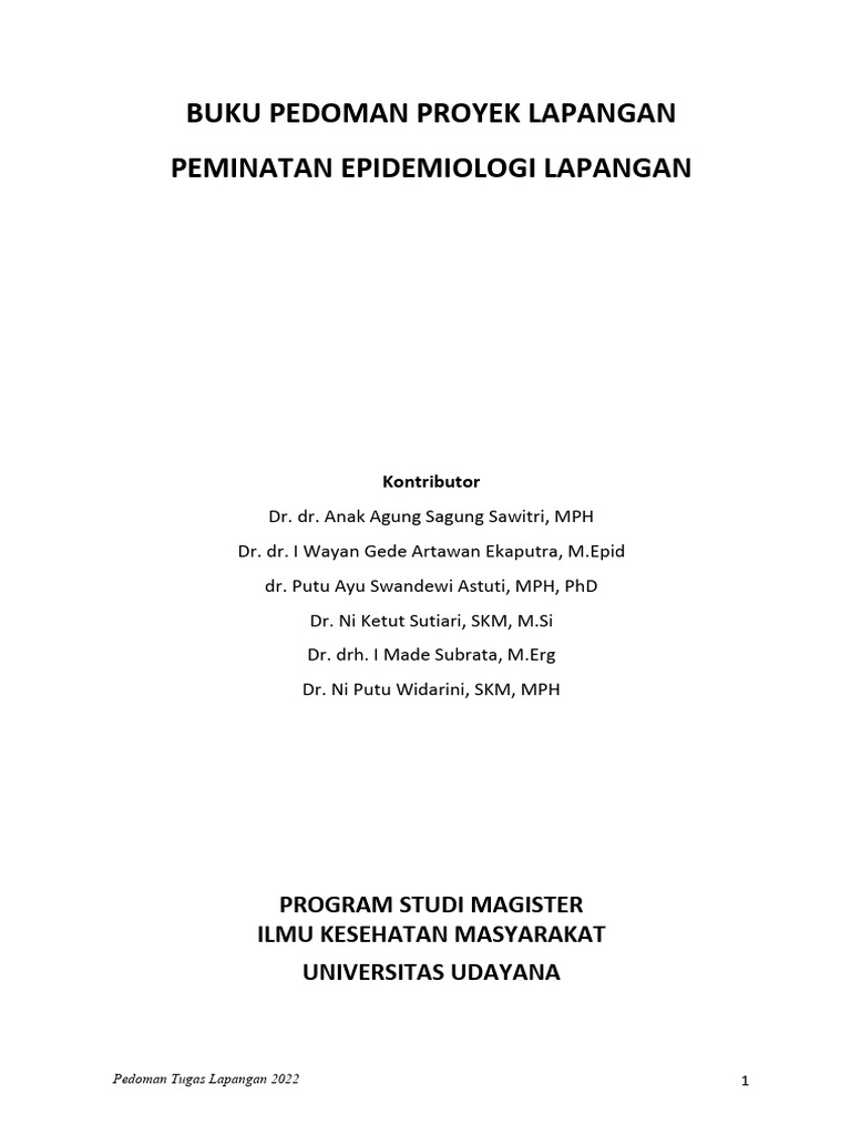 Buku Pedoman Epid Lapangan | PDF