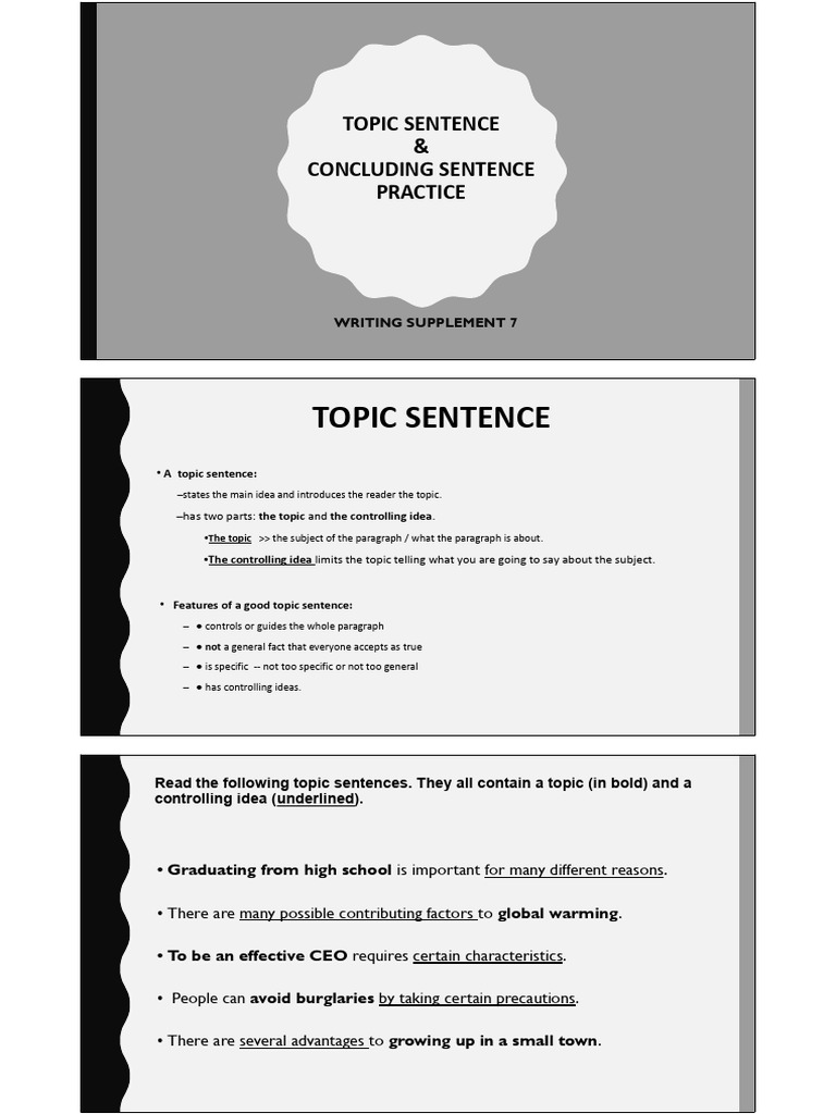 WS 7. Topic and Concluding Sentence Practice | PDF | Climate Change ...
