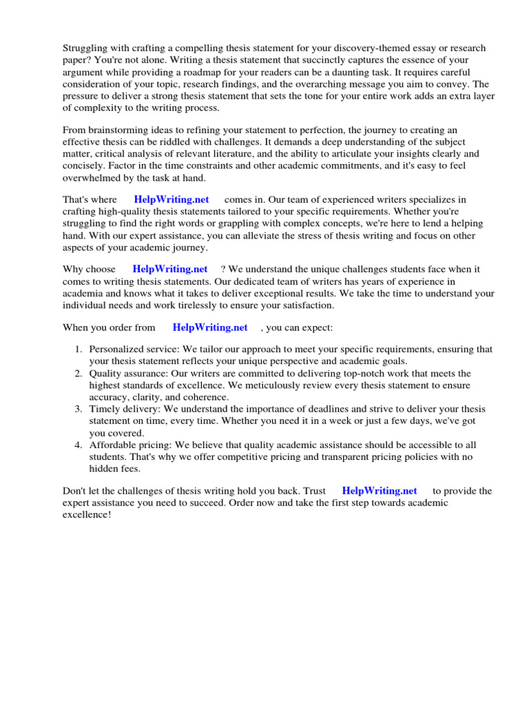 Thesis Statements For Discovery | PDF | Rhetoric | Persuasion