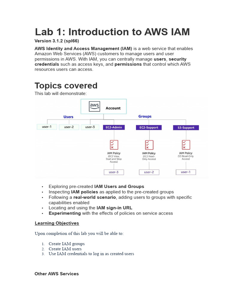 Lab 1 Introduction To Aws Iam | PDF | User (Computing) | Password