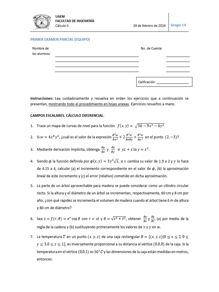 Examen 1 Cii G1424a | PDF | Línea (geometría) | Degradado