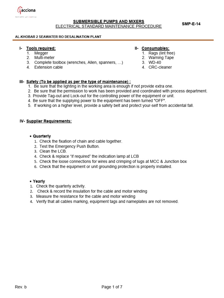 Maintenance for Desalination Plant | PDF | Desalination | Equipment