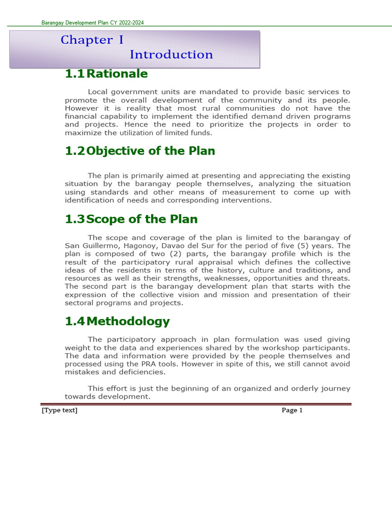 barangay development plan 2022-2024 | PDF | Agriculture | Rice