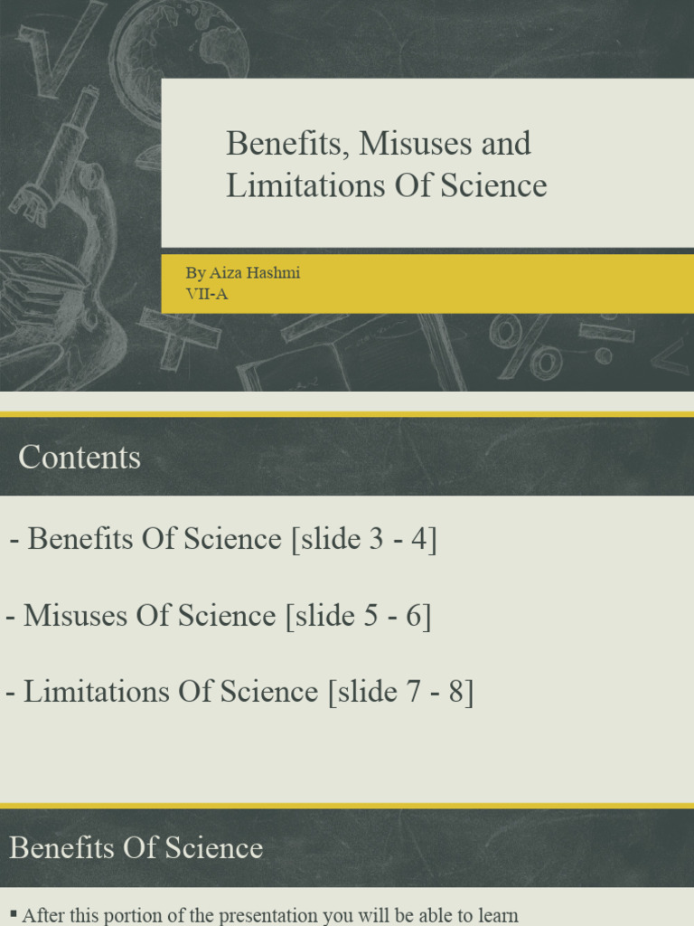Benefits, Misuses and Limitations of Science and Technology. | PDF ...