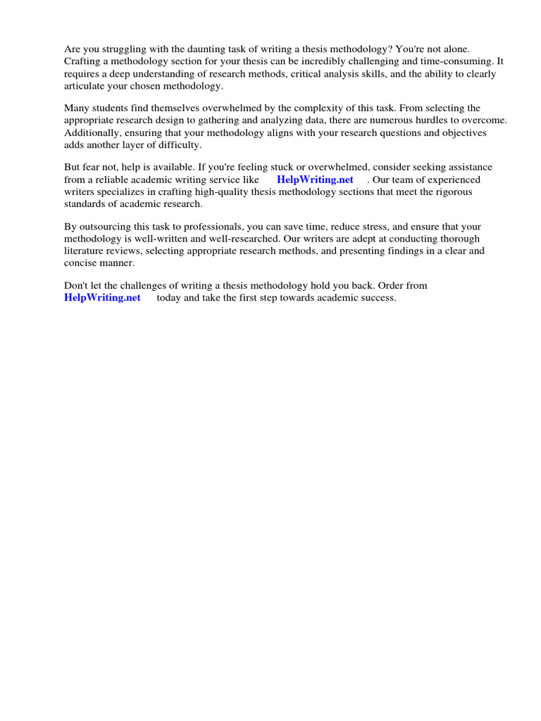 How To Write A Thesis Methodology | Download Free PDF | Methodology ...