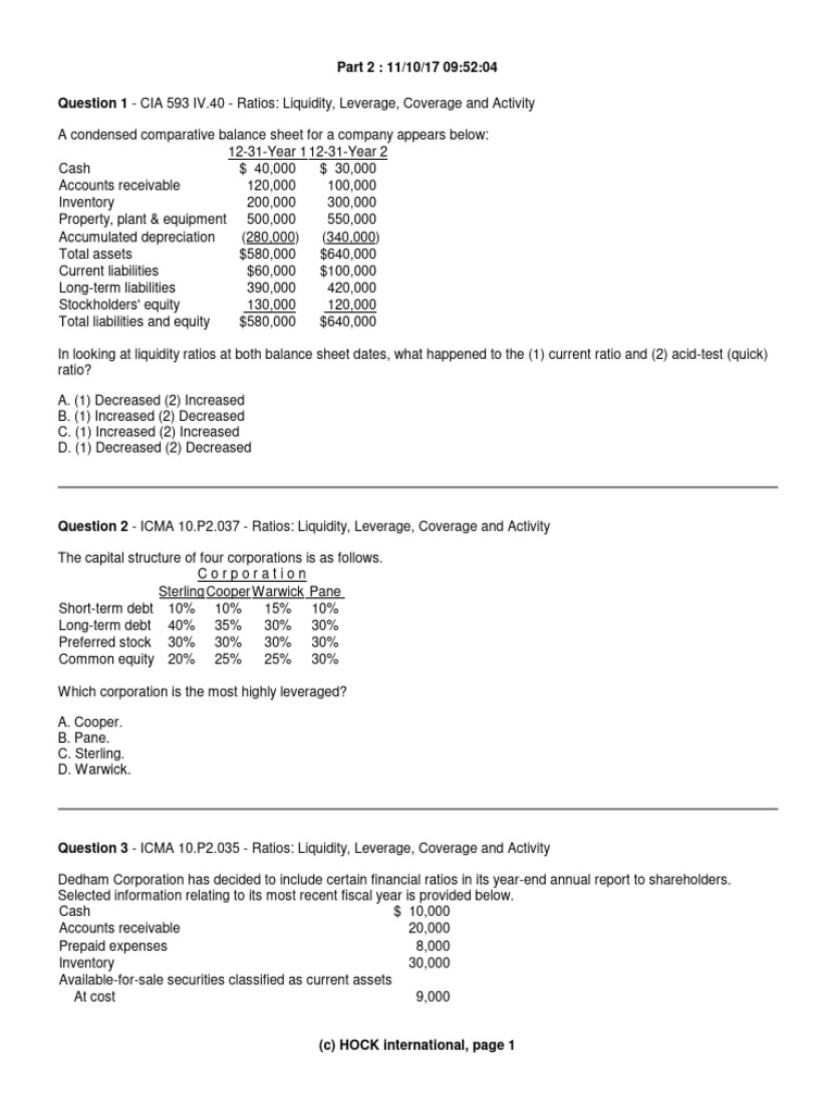 Financial Ratios: Liquidity and Leverage | PDF | Balance Sheet | Dividend