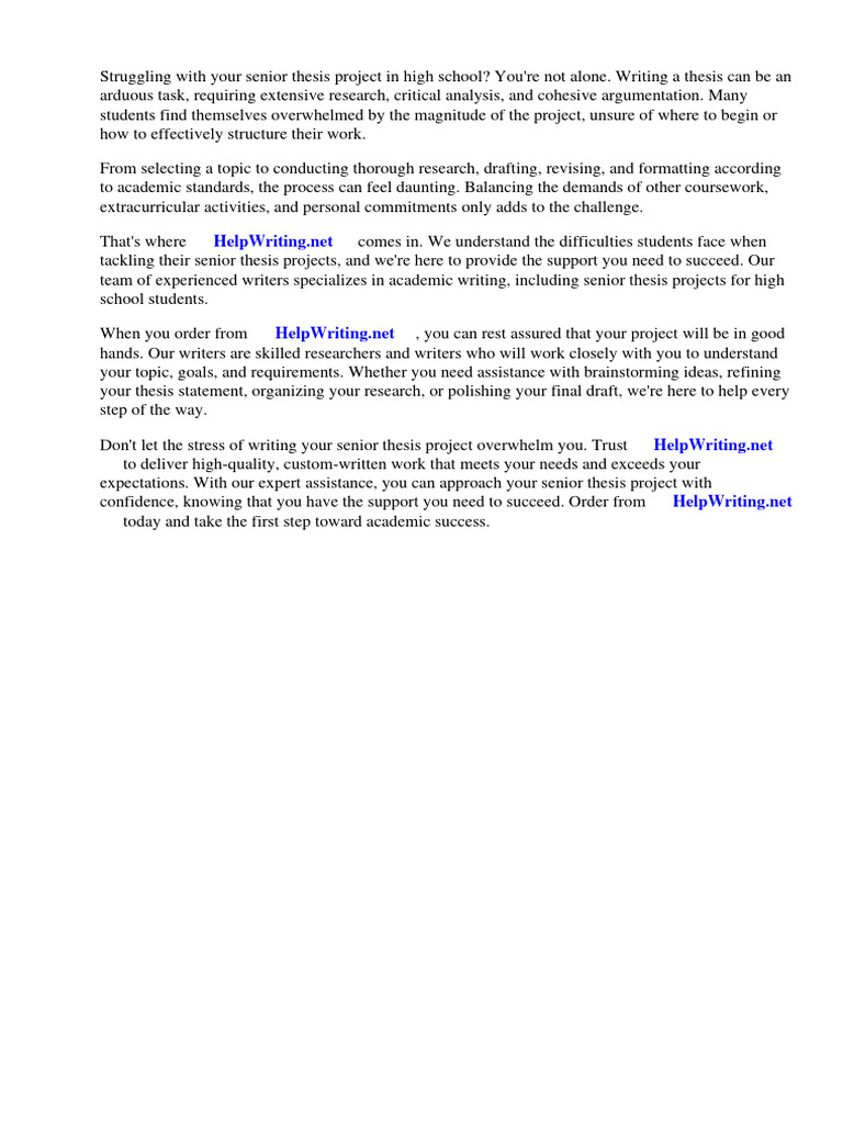 Senior Thesis Project High School | PDF | Thesis | Autonomy