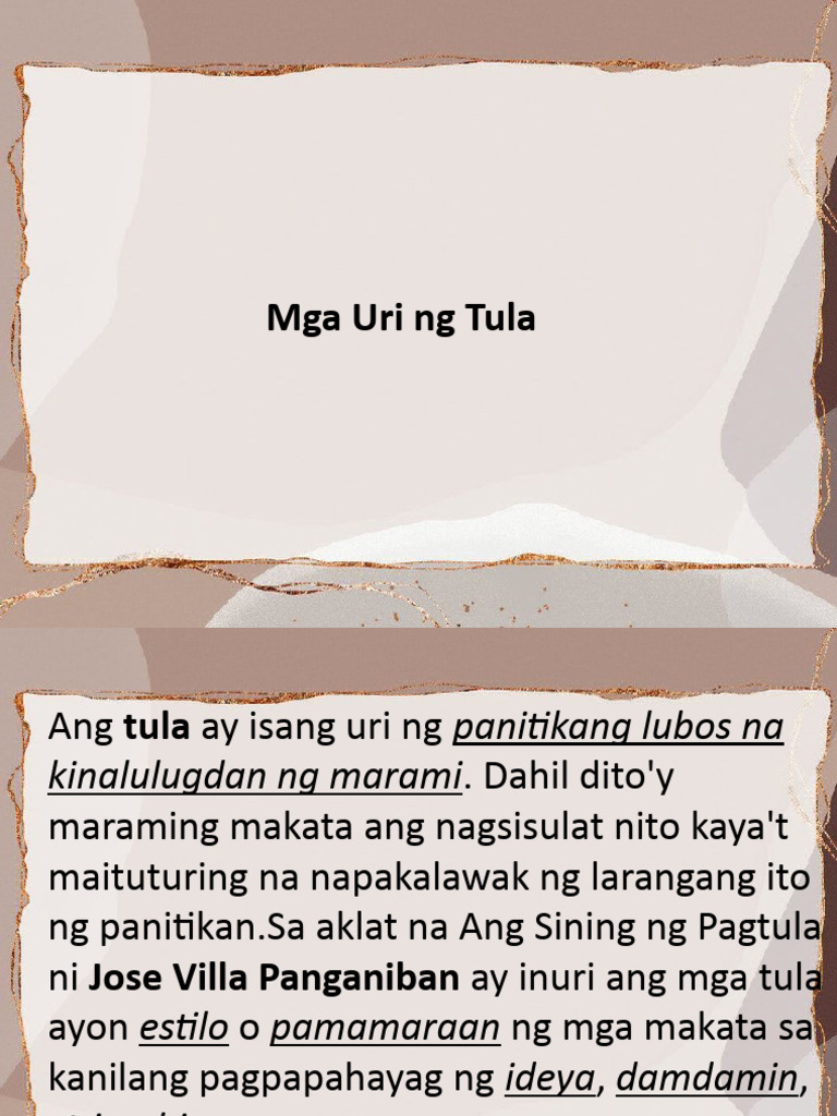 Mga Uri NG Tula Fil 3 | PDF