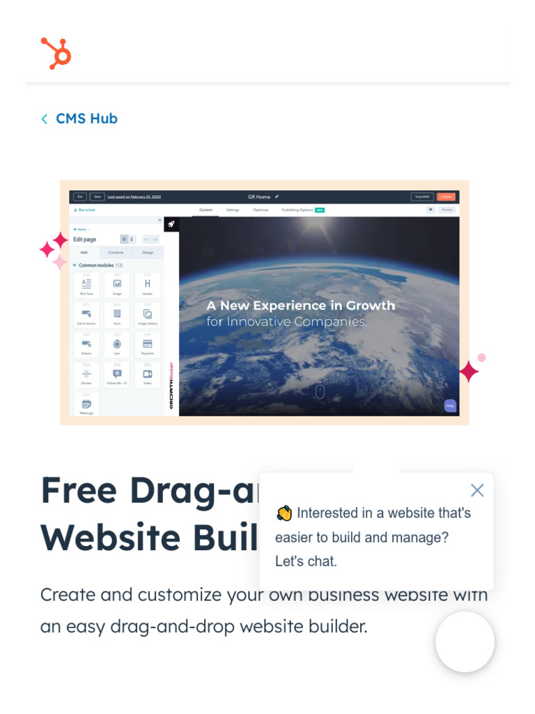 Create A Free Website With A Drag-and-Drop Builder - HubSpot | PDF