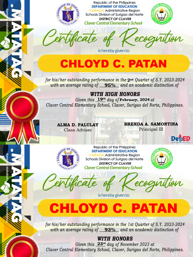 g3 Mango 1st-Quarter-With-Honors-2023-Template-WITH-HIGH-and-HIGHEST | PDF