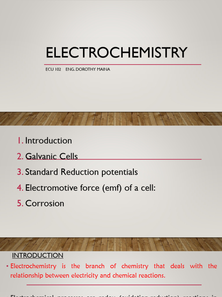 ELECTROCHEMISTRY | PDF | Electrochemistry | Rust