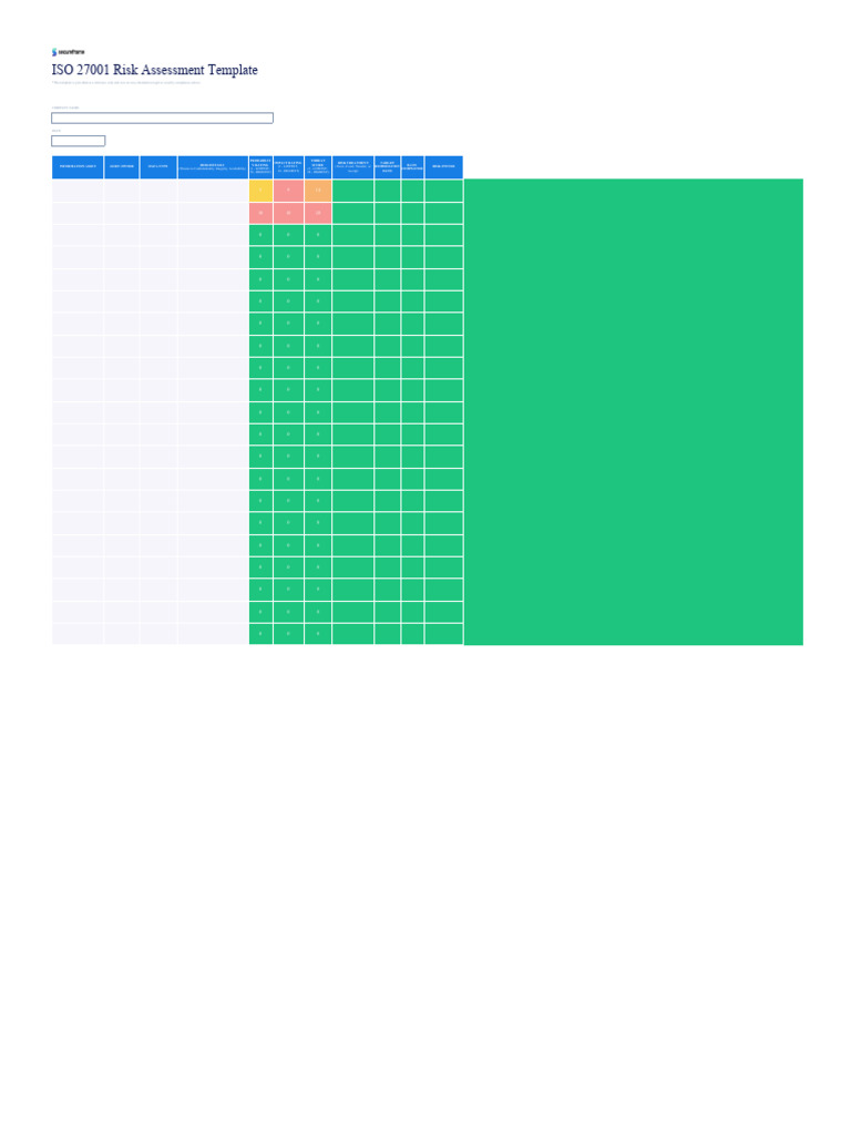 Secureframe - ISO 27001 Risk Assessment Template | PDF | Risk