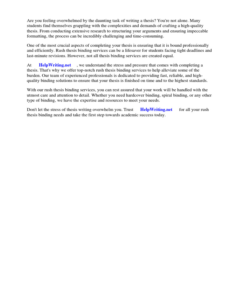 Rush Thesis Binding | PDF | Thesis | Bookbinding