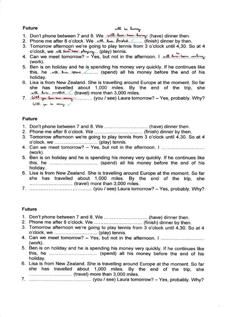 Future Perfect Exercises | PDF