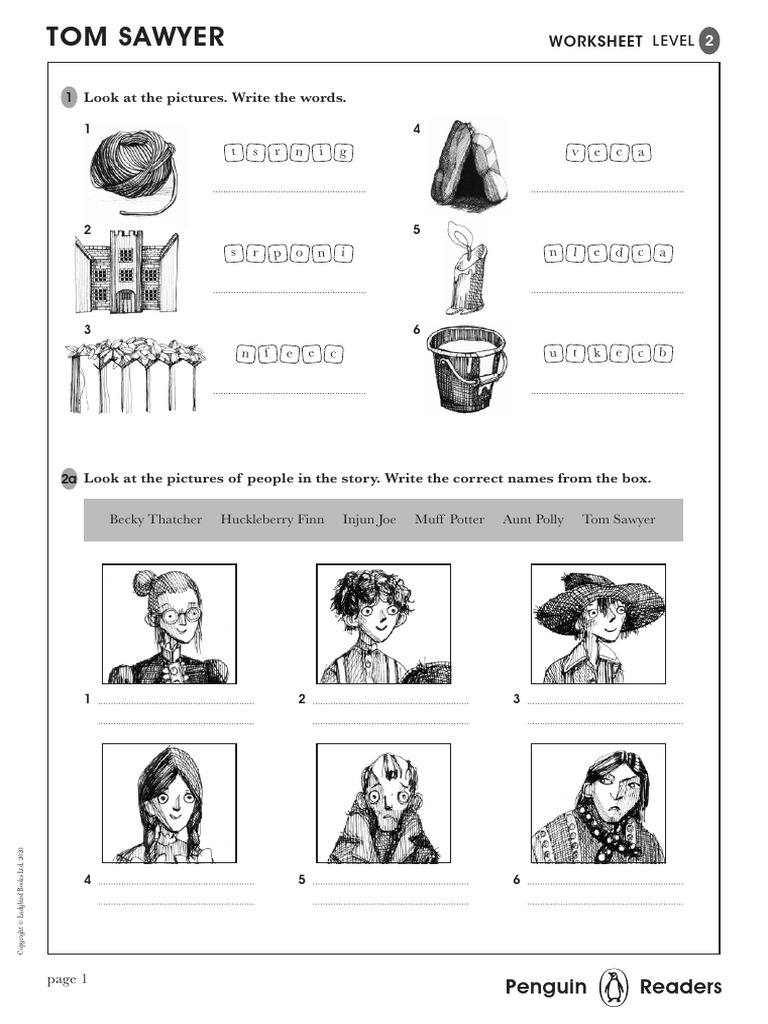 PR Tom Sawyer Worksheet LR2 | PDF | The Adventures Of Tom Sawyer